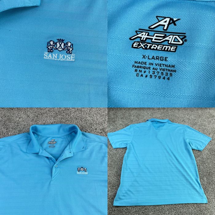 Vintage Ahead Extreme Polo Shirt Mens Extra Large Blue San Jose Golf ...