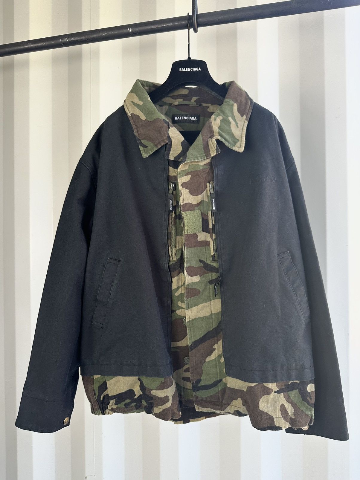 Balenciaga Oversized Camo Trucker Layered Jacket | Grailed
