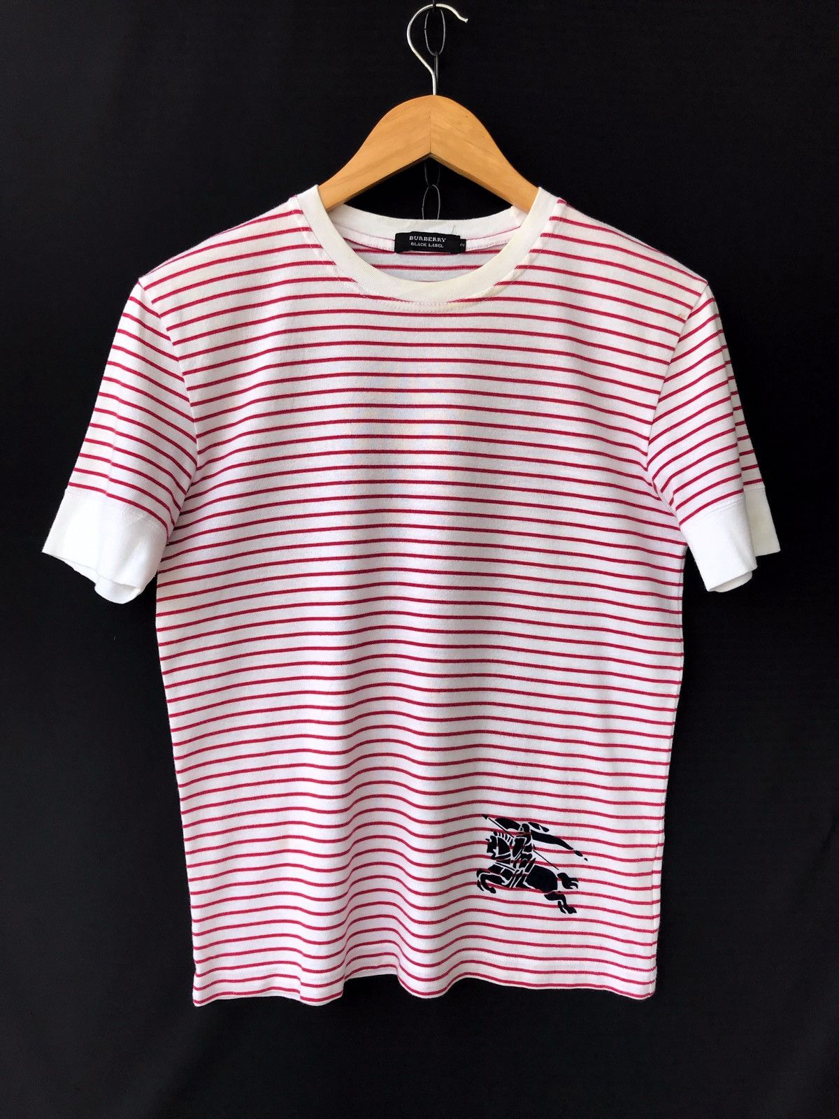 Burberry Iconic Big Logo Black Label Kurt Cobain Striped SS Shirt | Grailed