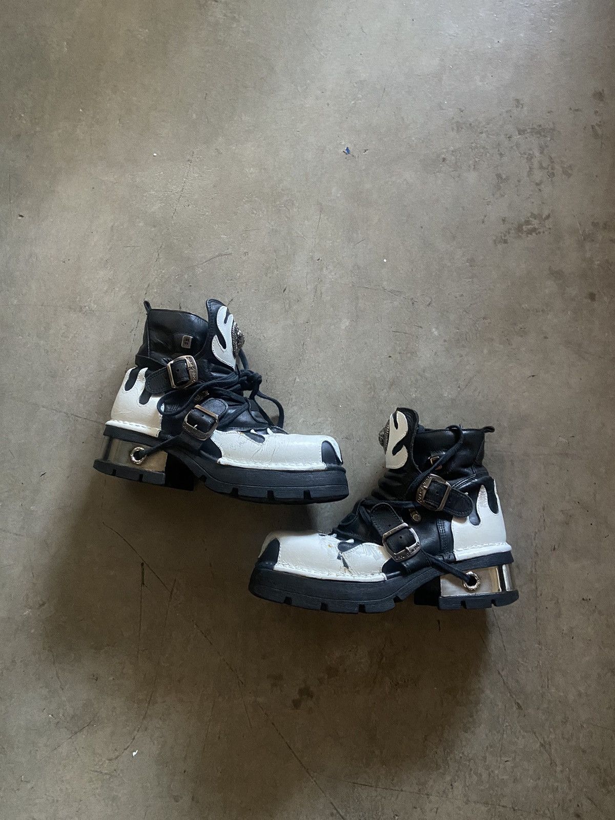 Vintage Vintage New Rock Heeled Flame Reactor Boots | Grailed