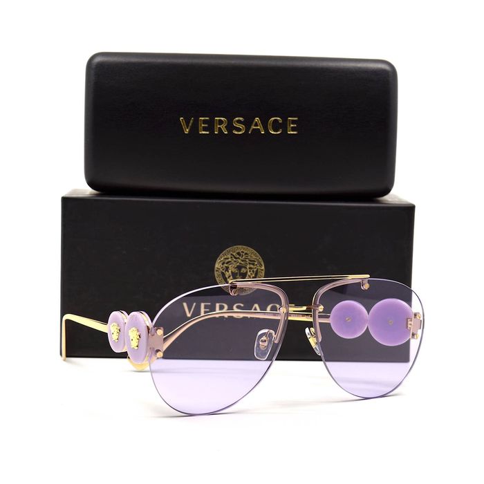 Versace VERSACE VE2250 14871A GOLD LIGHT VIOLET LENS SUNGLASSES | Grailed