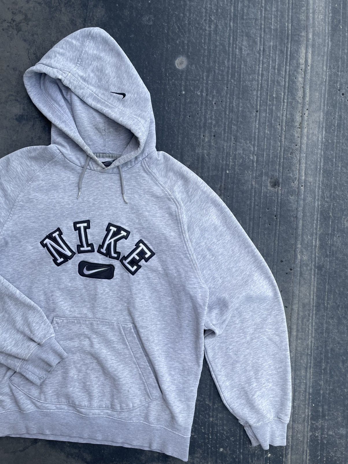 Nike × Streetwear × Vintage vtg Nike Hood Swoosh Patchwork Hoodie ...