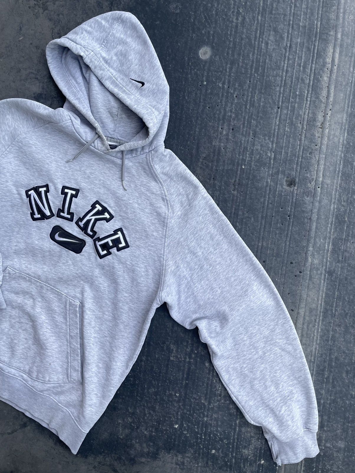 Nike × Streetwear × Vintage vtg Nike Hood Swoosh Patchwork Hoodie ...