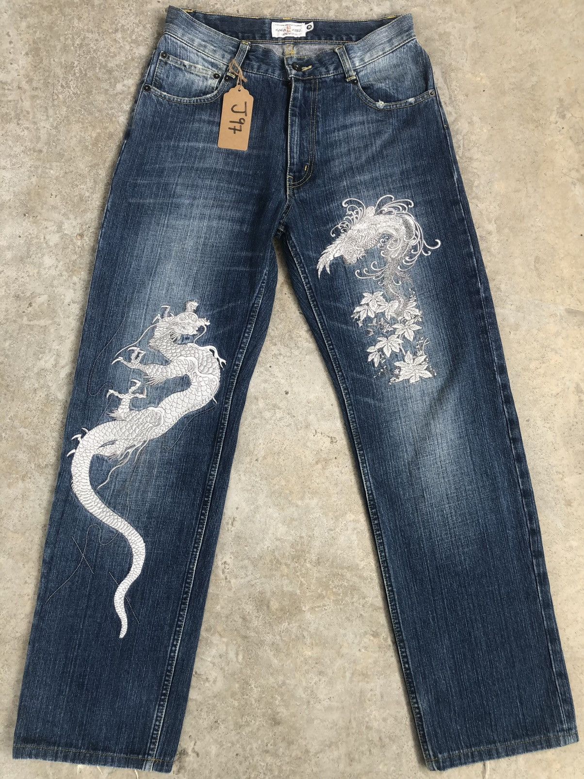Distressed Denim × Japanese Brand × Streetwear Japanese Karakuri Dragon ...