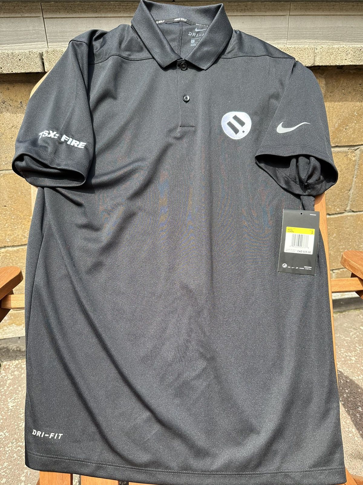 Nike × Sportswear New Nike Golf Swoosh Black polo shirt dri fit logo ...