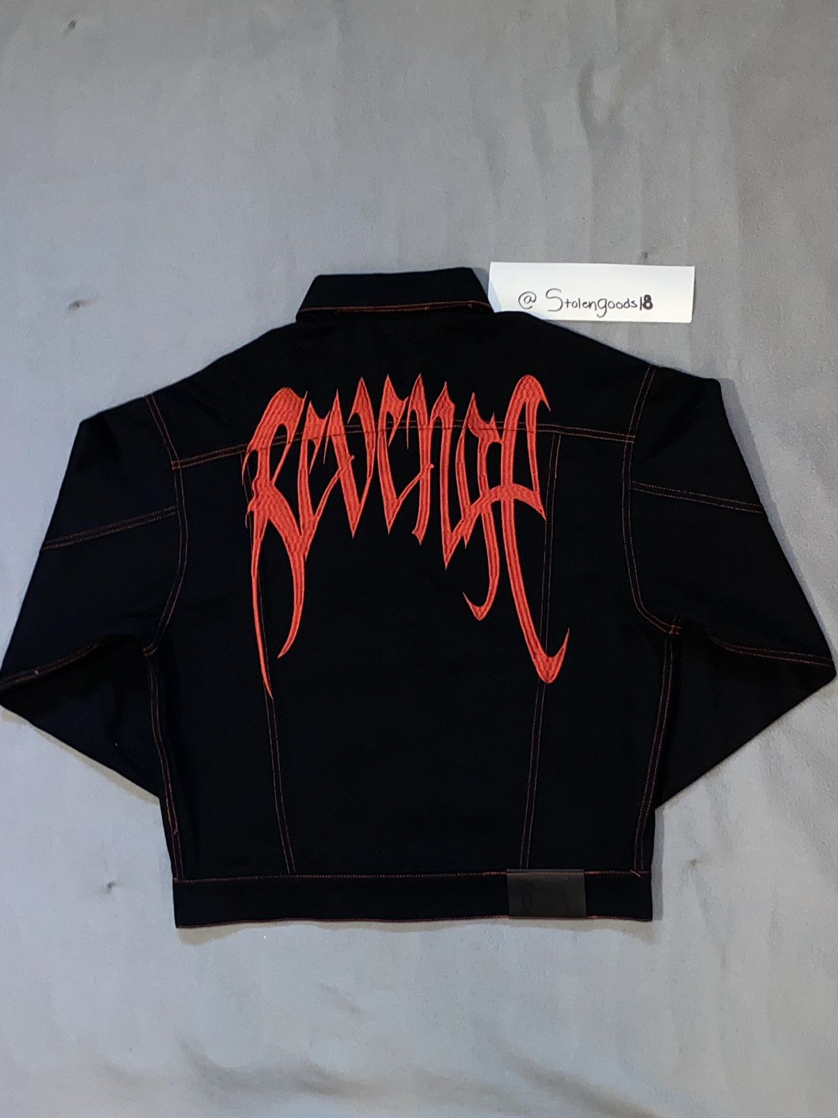 Revenge Revenge Red Embroidered Denim Jacket | Grailed