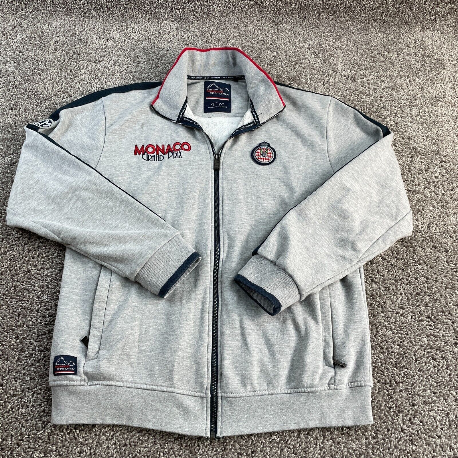 APM Monaco Monaco Grand Prix Jacket Large Full Zip Automobile Club of Monaco Gray Coat | Grailed