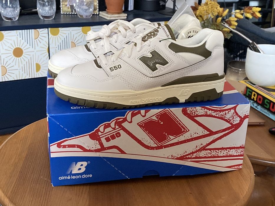 New Balance Aime Leon Dore x NB 550 white/olive | Grailed