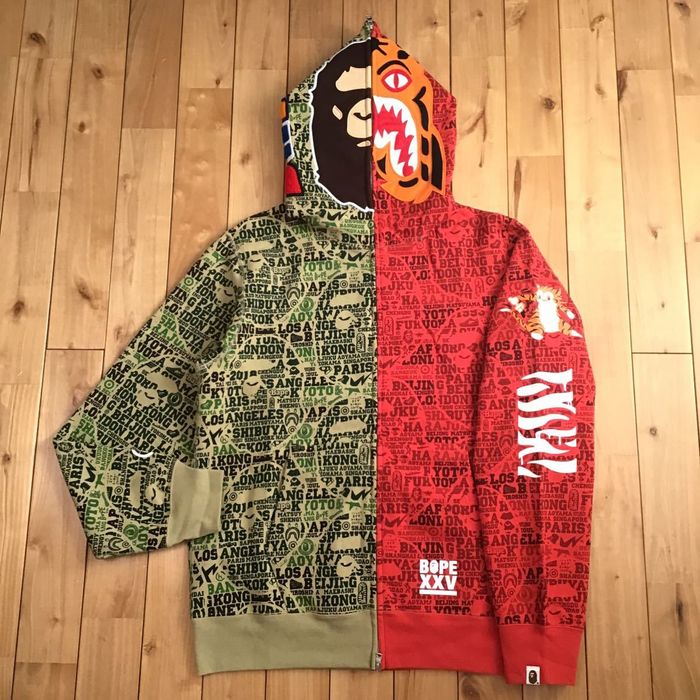Bape XXV BAPE CITIES CAMO ape head tiger full zip hoodie | Grailed