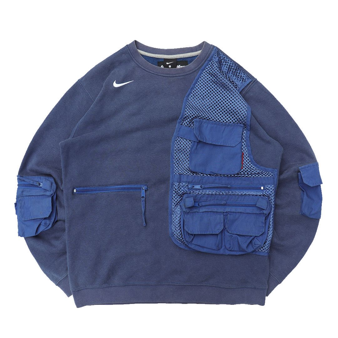 Nike Reworked Nike Swoosh Tactical Crewneck Navy Fade | Grailed