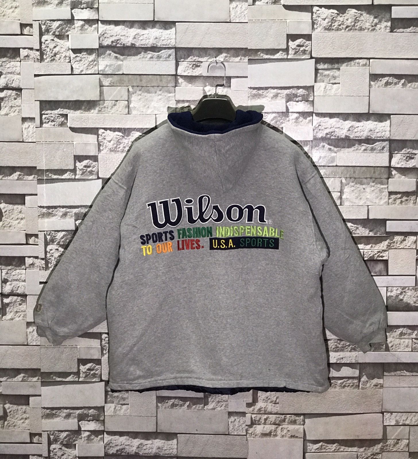 Vintage × Wilson Athletics Wilson Spell Out Embroidered Hooded Jacket ...