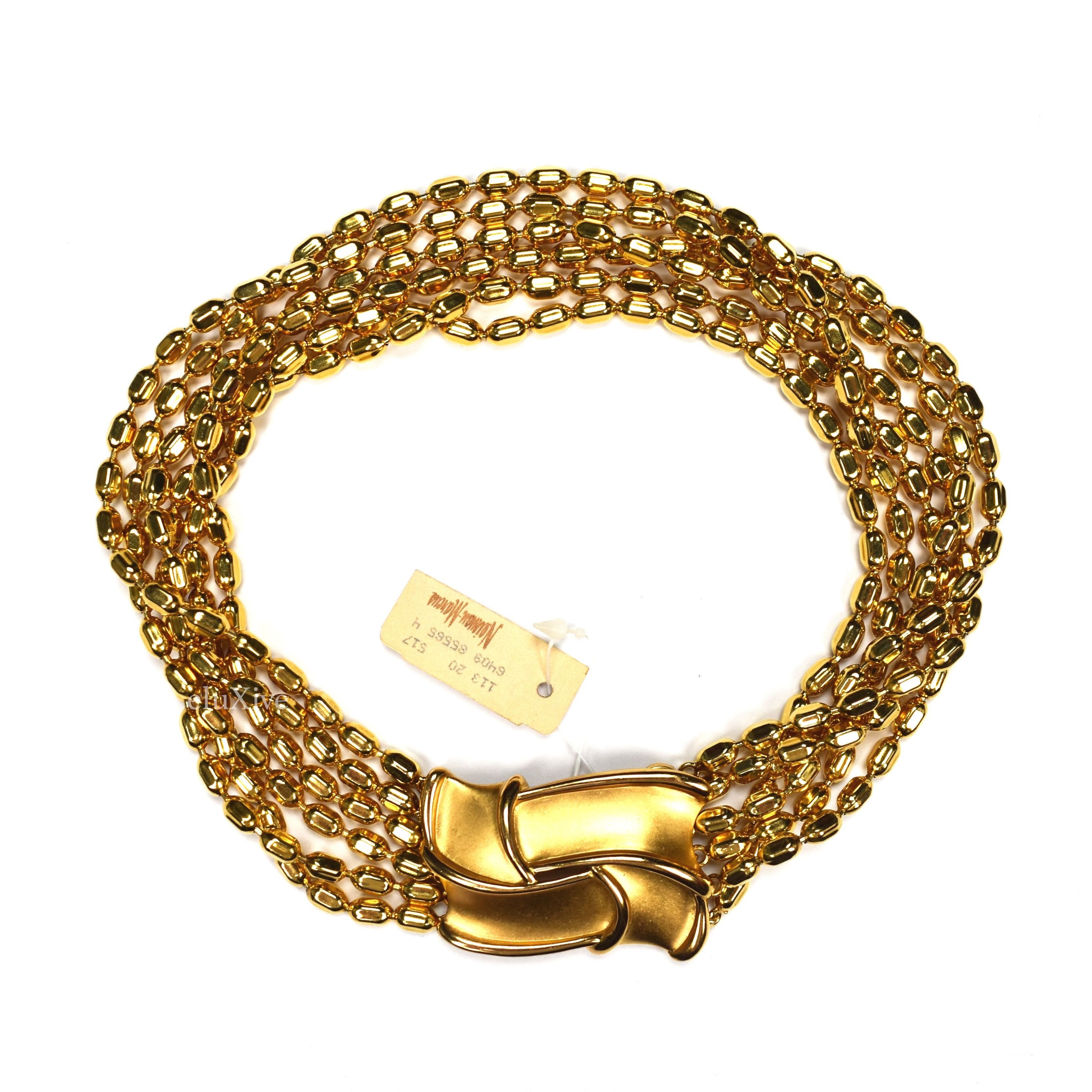 Yves Saint Laurent YSL Vintage Gold Multi-Strand Choker Necklace NWT ...