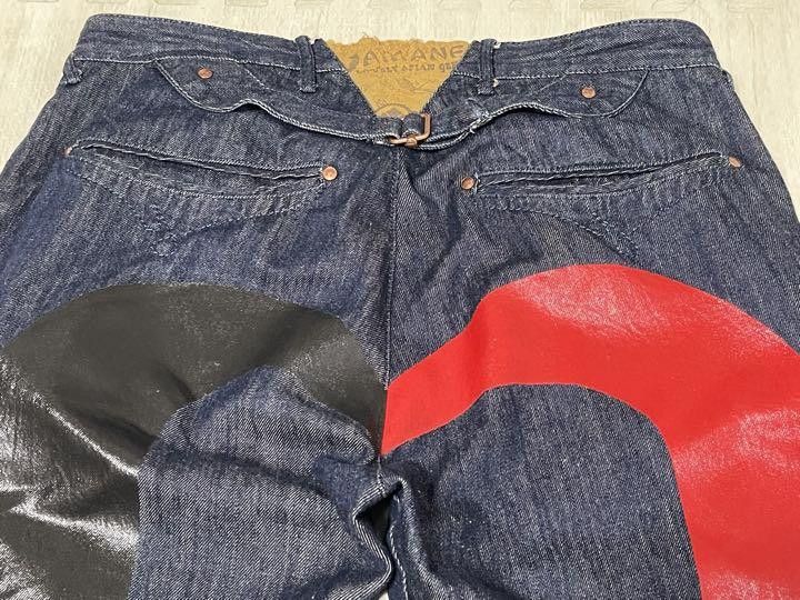 Evisu EVISU Red × Black Daikoku Paint Denim Pants Indigo 34×36 | Grailed