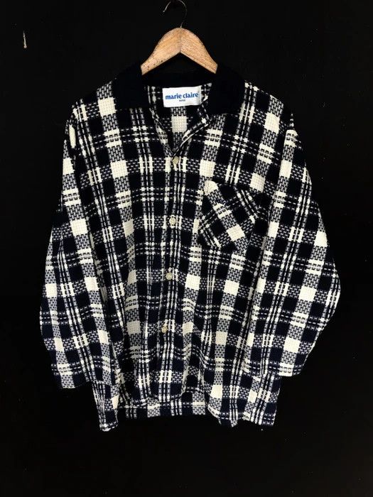 Streetwear × Vintage vintage Marie Claire checker plaid tartan button ...