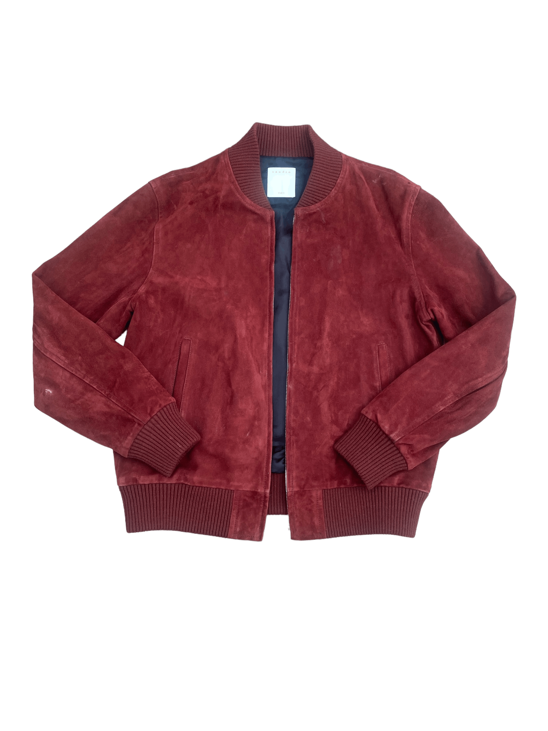 Sandro Burgundy Goat Suede Leather Jacket | Grailed