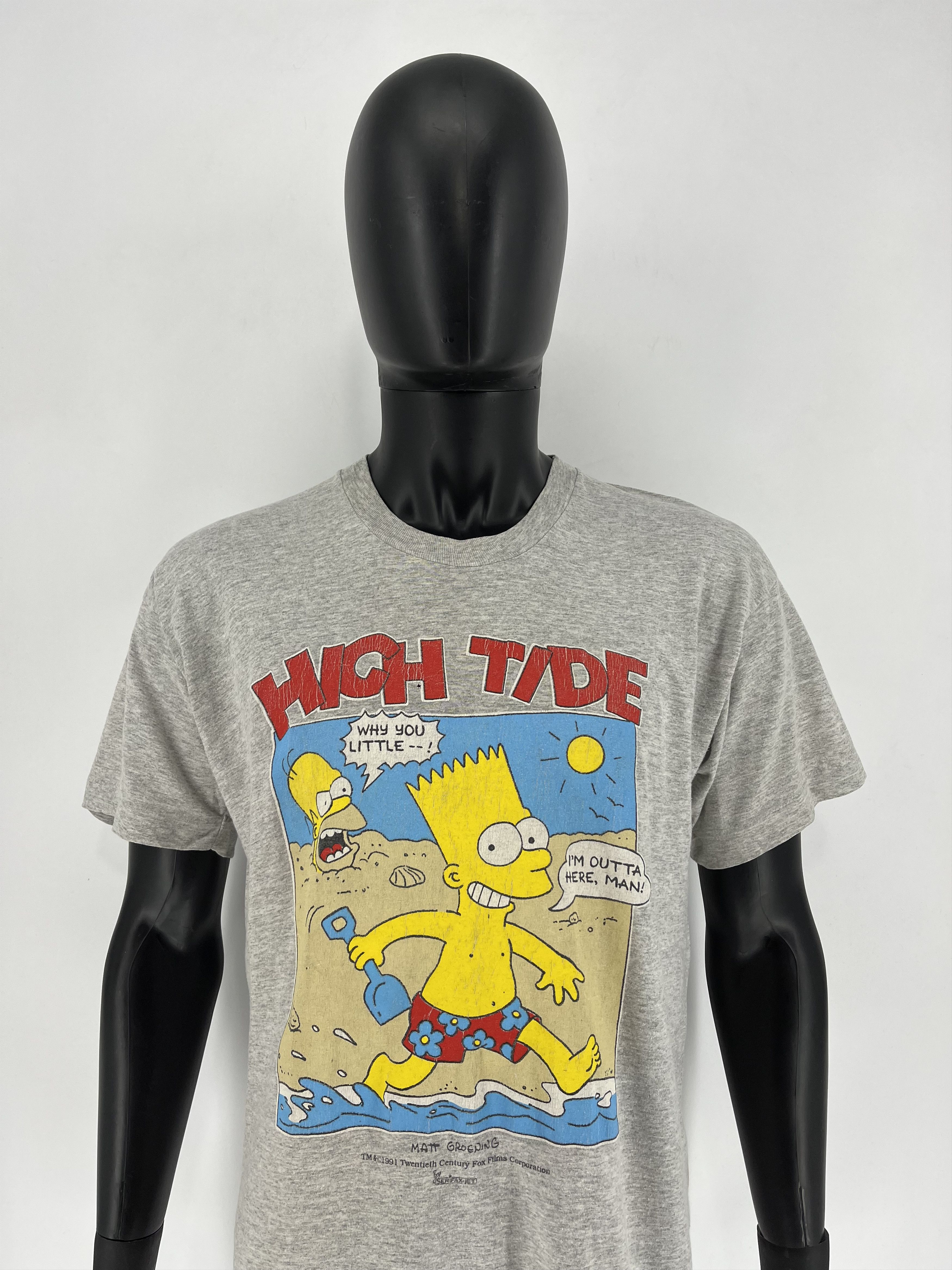 Movie Vintage 1991 The Simpsons "HIGH TIDE " LOGO GRAPHIC T-Shirt | Grailed
