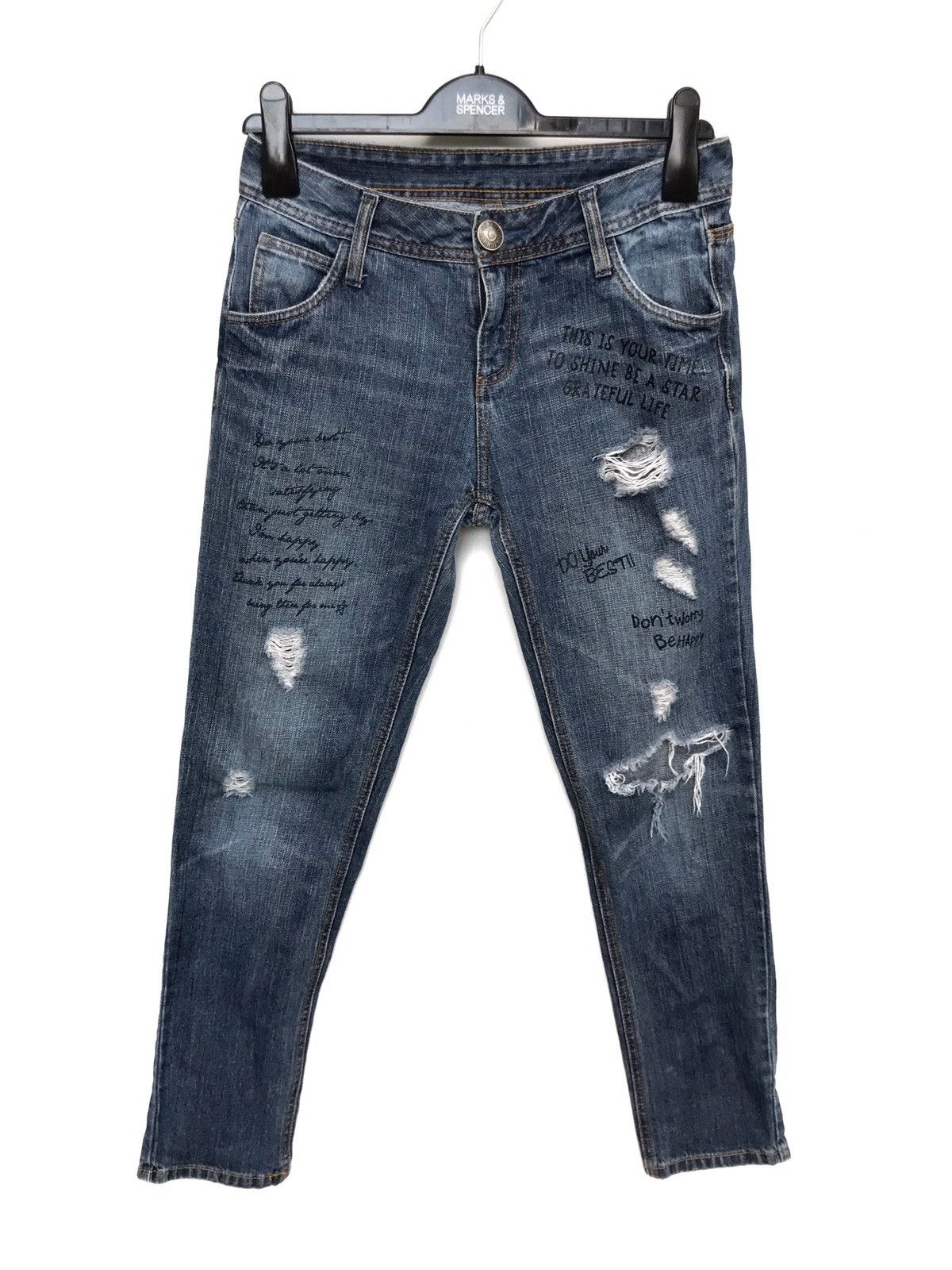 Japanese Brand Distressed Blue Poem Jeans Slim Fit | Grailed
