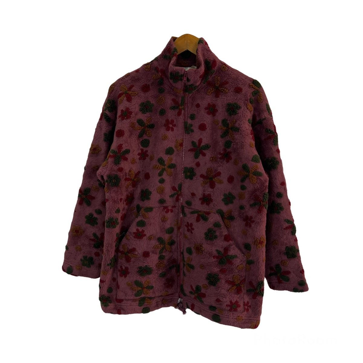 Japanese Brand VINTAGE ECOLIER QUILTED FULL PRINT FLOWER FLEECE JACKET ...