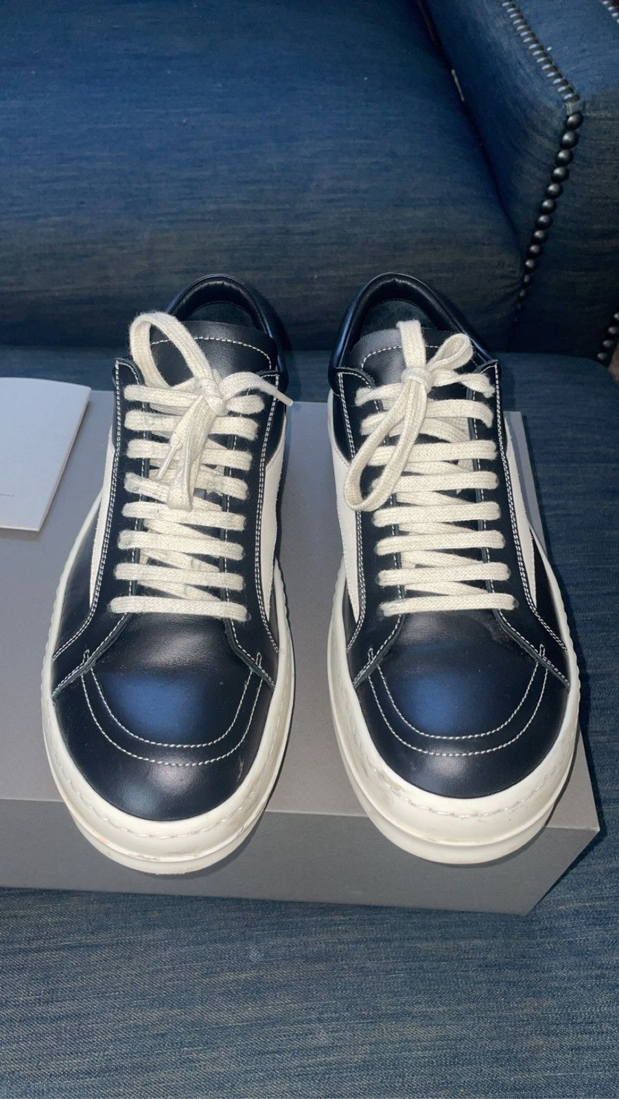 Rick Owens Rick Owens “Vans” black leather lows | Grailed