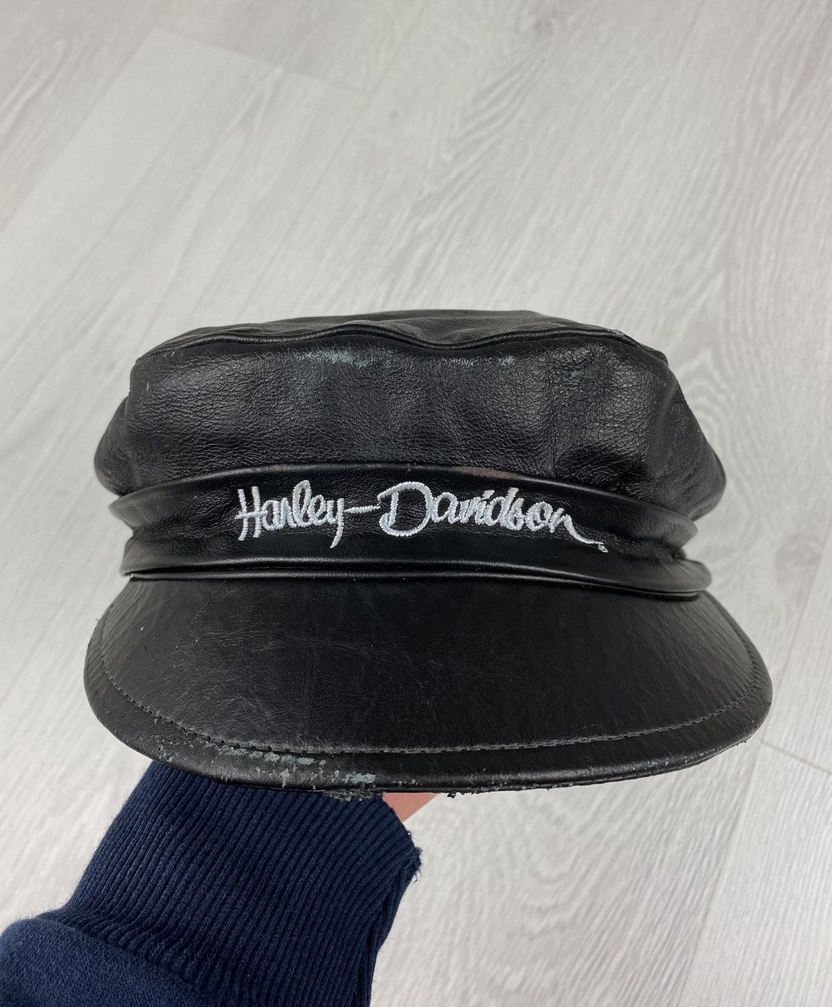Vintage Vintage Harley Davidson Captain Leather Cap Hat Motorcycle ...