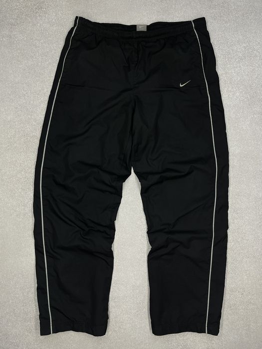 Nike Vintage Nike Nylon Track Pants Black Drill Swoosh Drip Y2K | Grailed