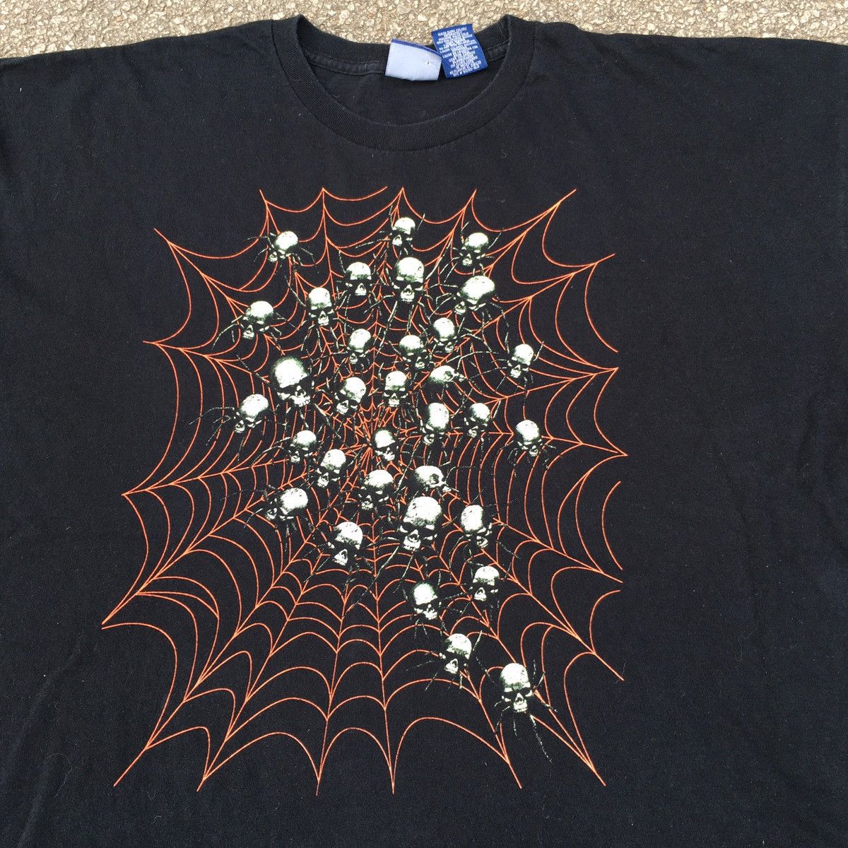 Skulls × Streetwear × Vintage Vintage Faded Y2K Skull Spider Webs Big ...
