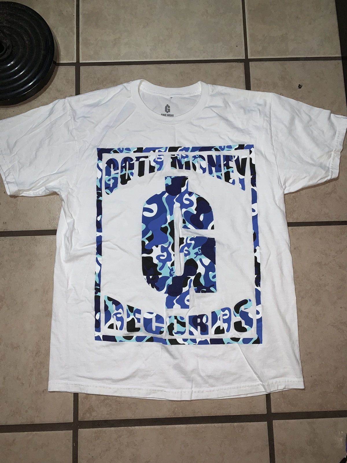 Goth Money × Streetwear Goth Money Records Blue Camo Logo Tee | Grailed
