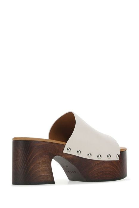 Marni Ivory Leather Clogs | Grailed