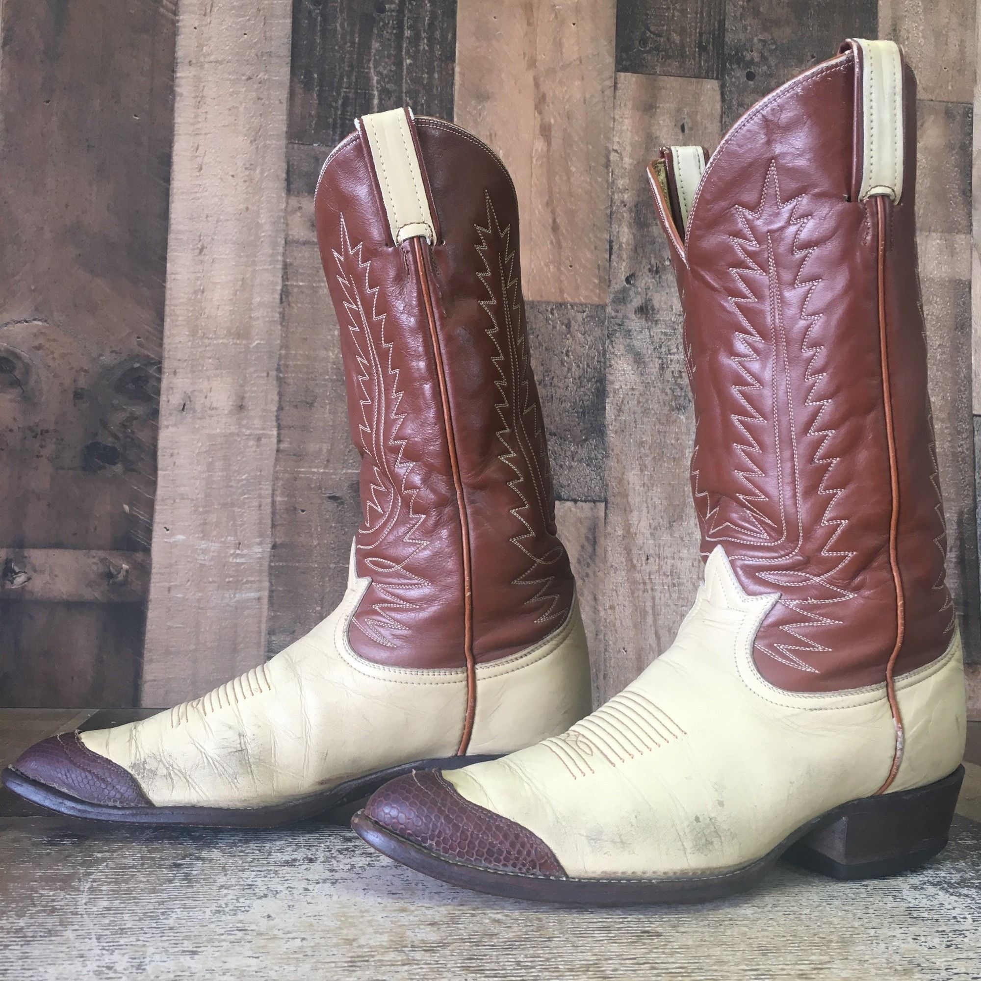 Tony Lama Tony Lama 6216 Vtg Gold Label Wingtip Cowboy Boots Mens 8 D ...