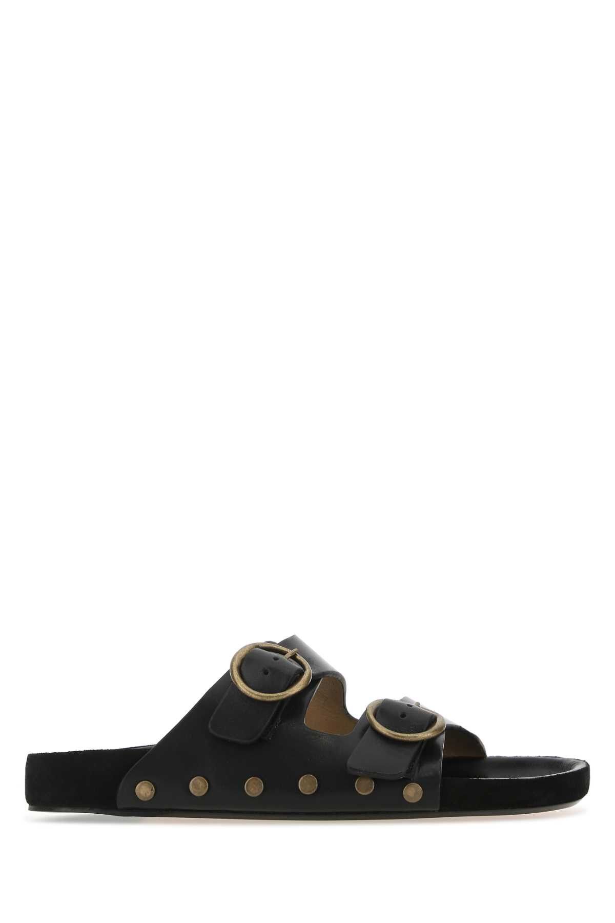 Isabel Marant Black Leather Lennyo Slippers | Grailed