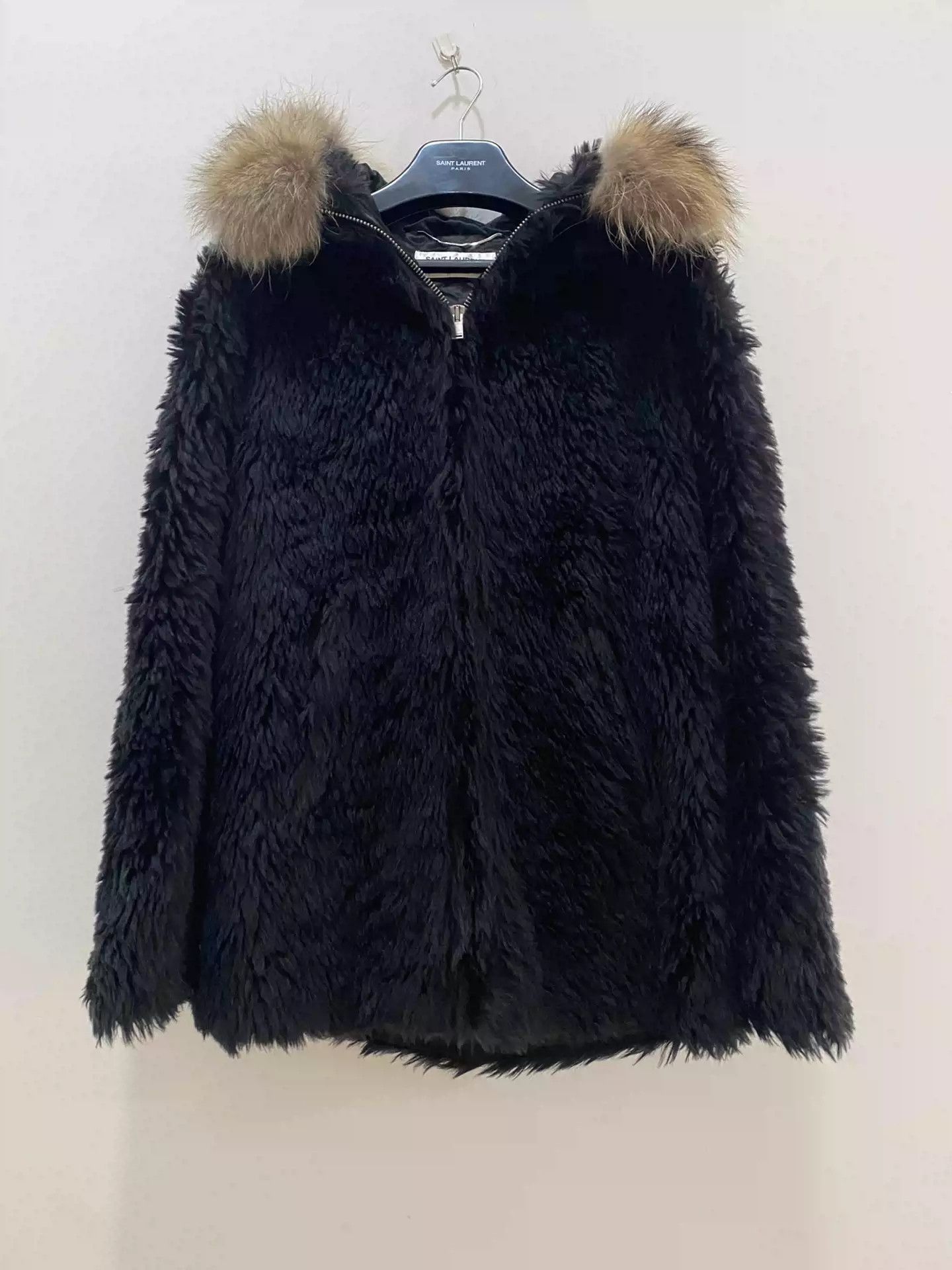 Saint Laurent Paris Saint Laurent 18fw mohair raccoon fur collar fur coat | Grailed