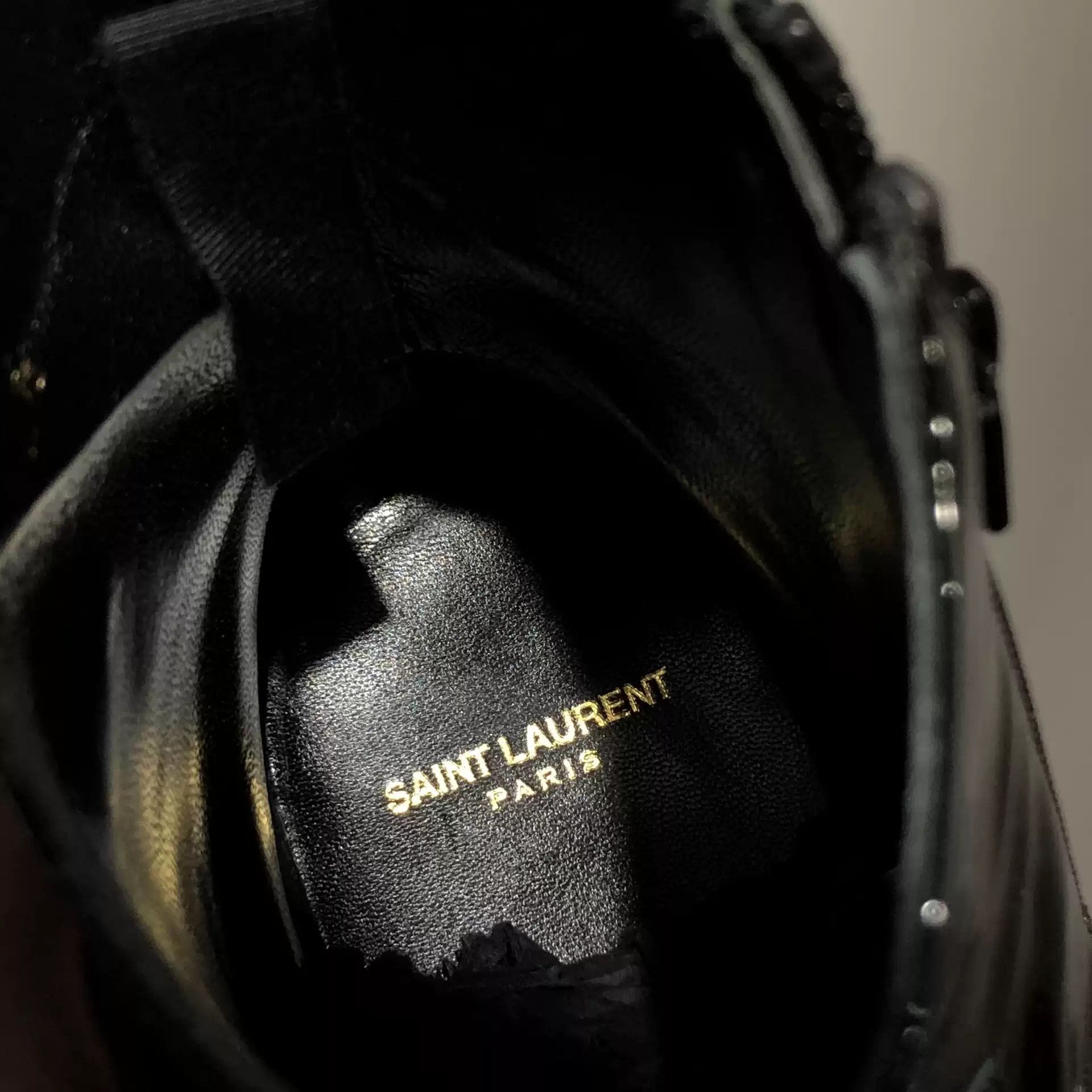 Saint Laurent Paris SLP Black patent leather high top pointed toe boots ...