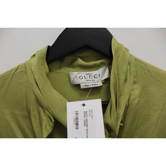 Gucci Gucci Uniform Women's Top Tie Neck Blouse Neon Green Long Sl ...