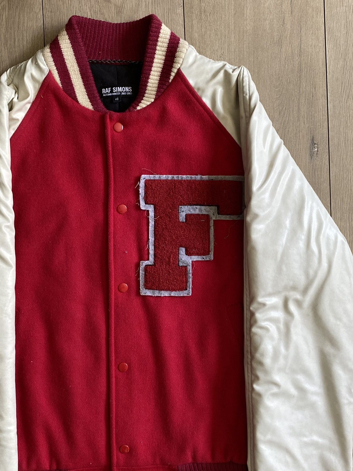 Pre-owned Raf Simons Aw2002-2003 Virginia Creeper Red Varsity Jacket ...