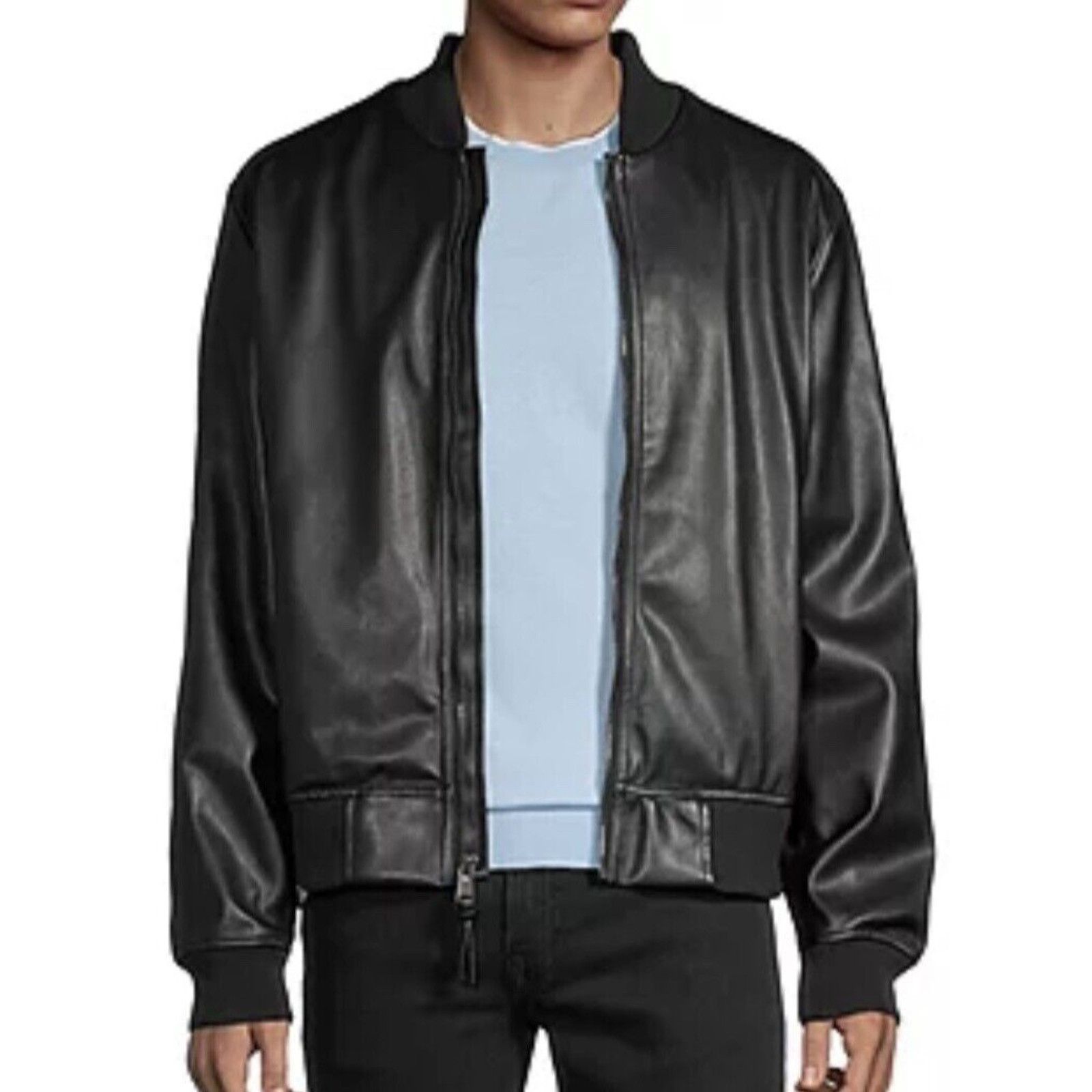 Vintage NWT J. Ferrar Men's M Bomber Jacket faux leather $120 light ...