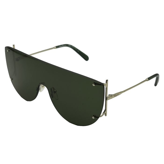 Salvatore Ferragamo Incognito Shield Green/Gold Sunglasses | Grailed