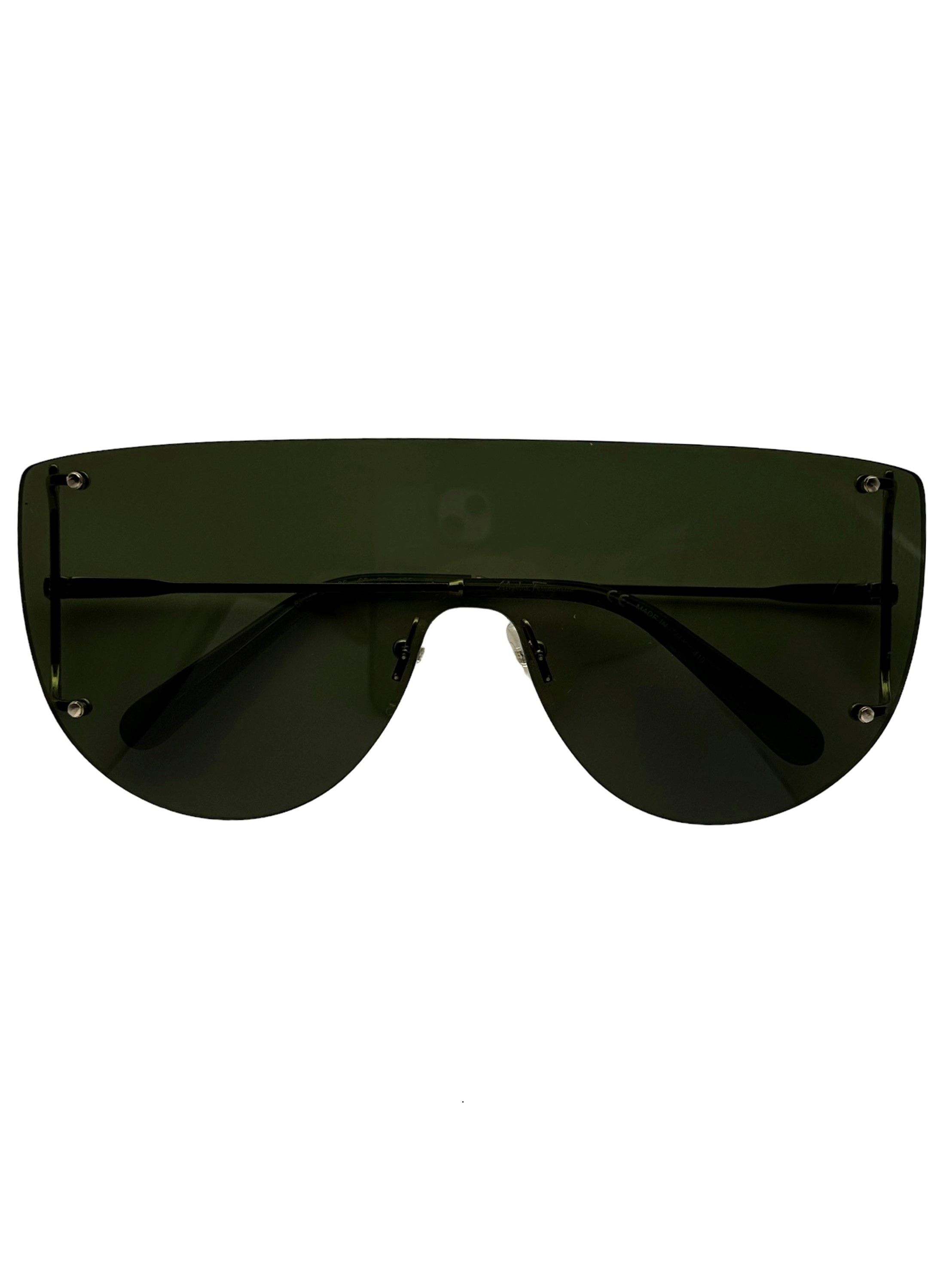 Salvatore Ferragamo Incognito Shield Green/Gold Sunglasses | Grailed