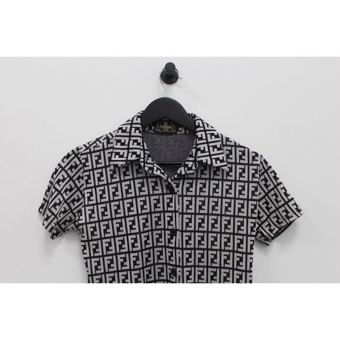 Fendi Vintage Fendi Monogram Button Up Collared Baby Tee Shirt Wom ...