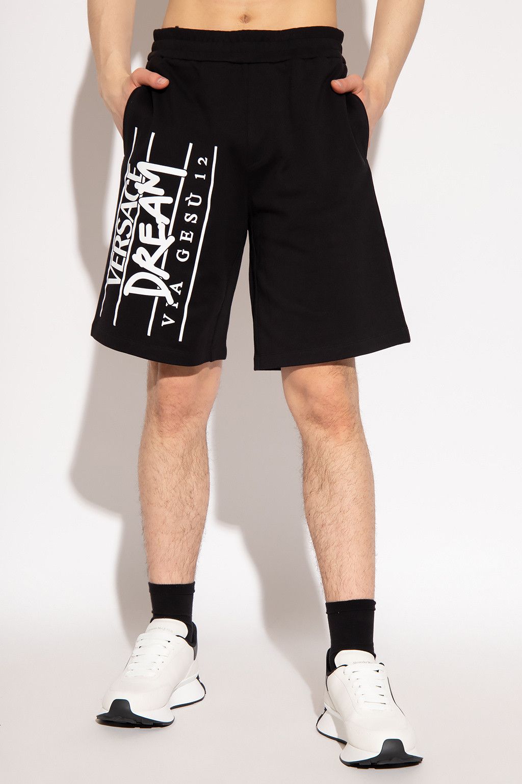 Versace VERSACE Dream Via Gesu logo black bermuda shorts Medium | Grailed