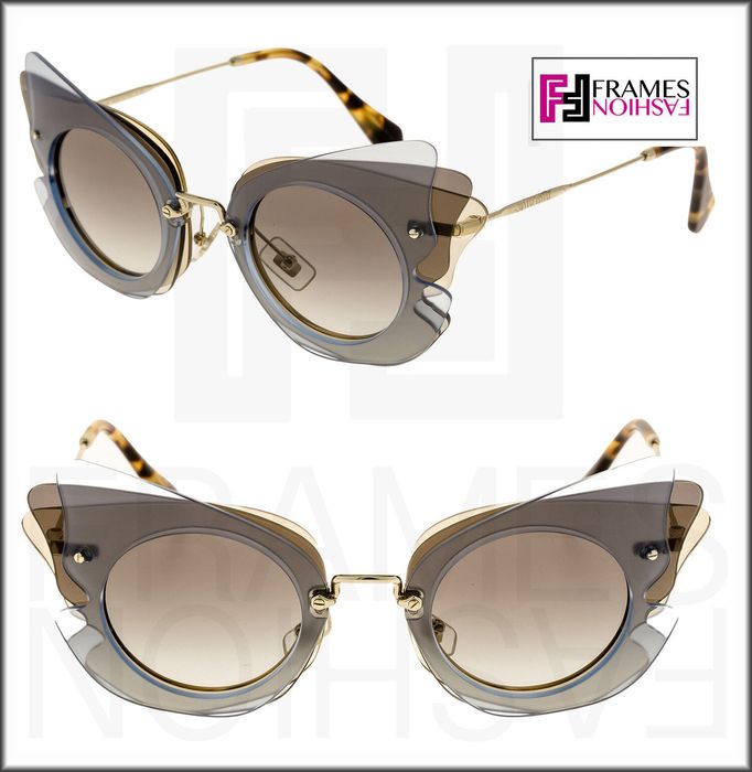 Miu Miu MIU MIU OVERLAY COLLECTION 02S Azure Hazelnut Gold MU02SS | Grailed