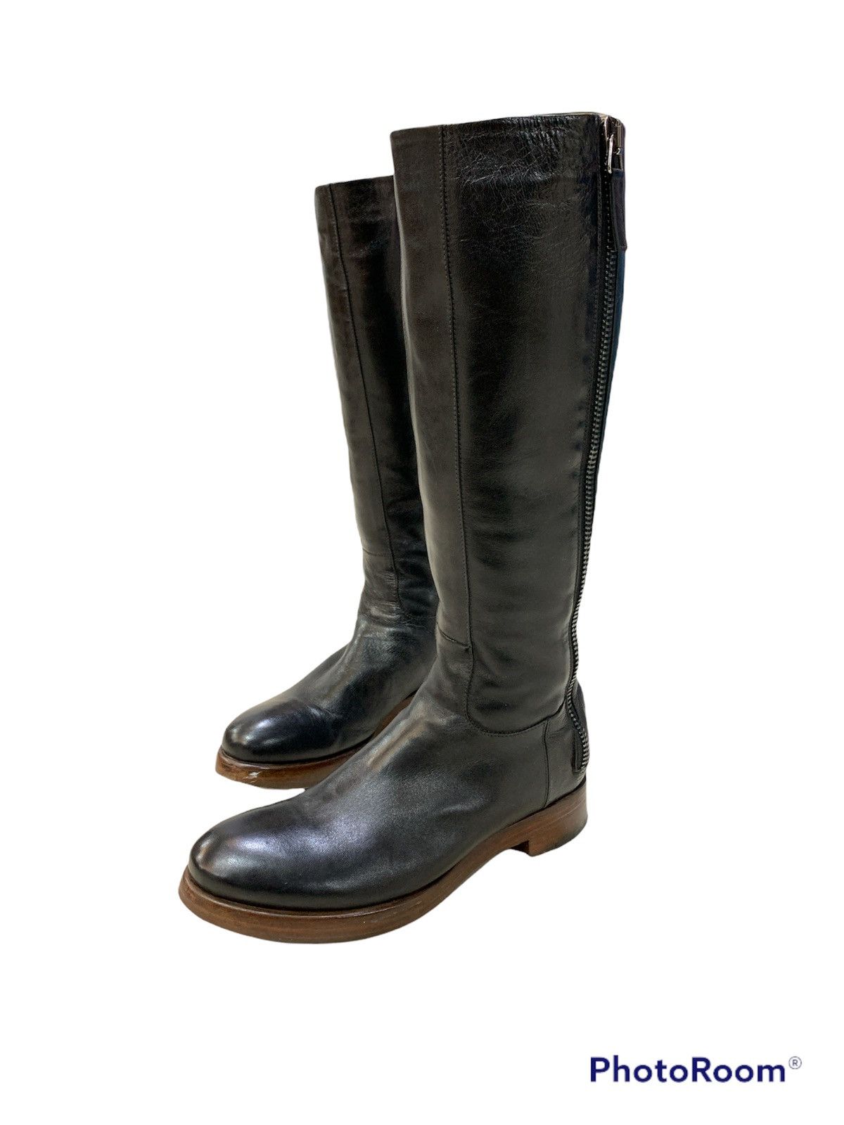 Italian Designers × Rocco P. ROCCO P. VELVET LINING LEATHER HIGH BOOTS ...