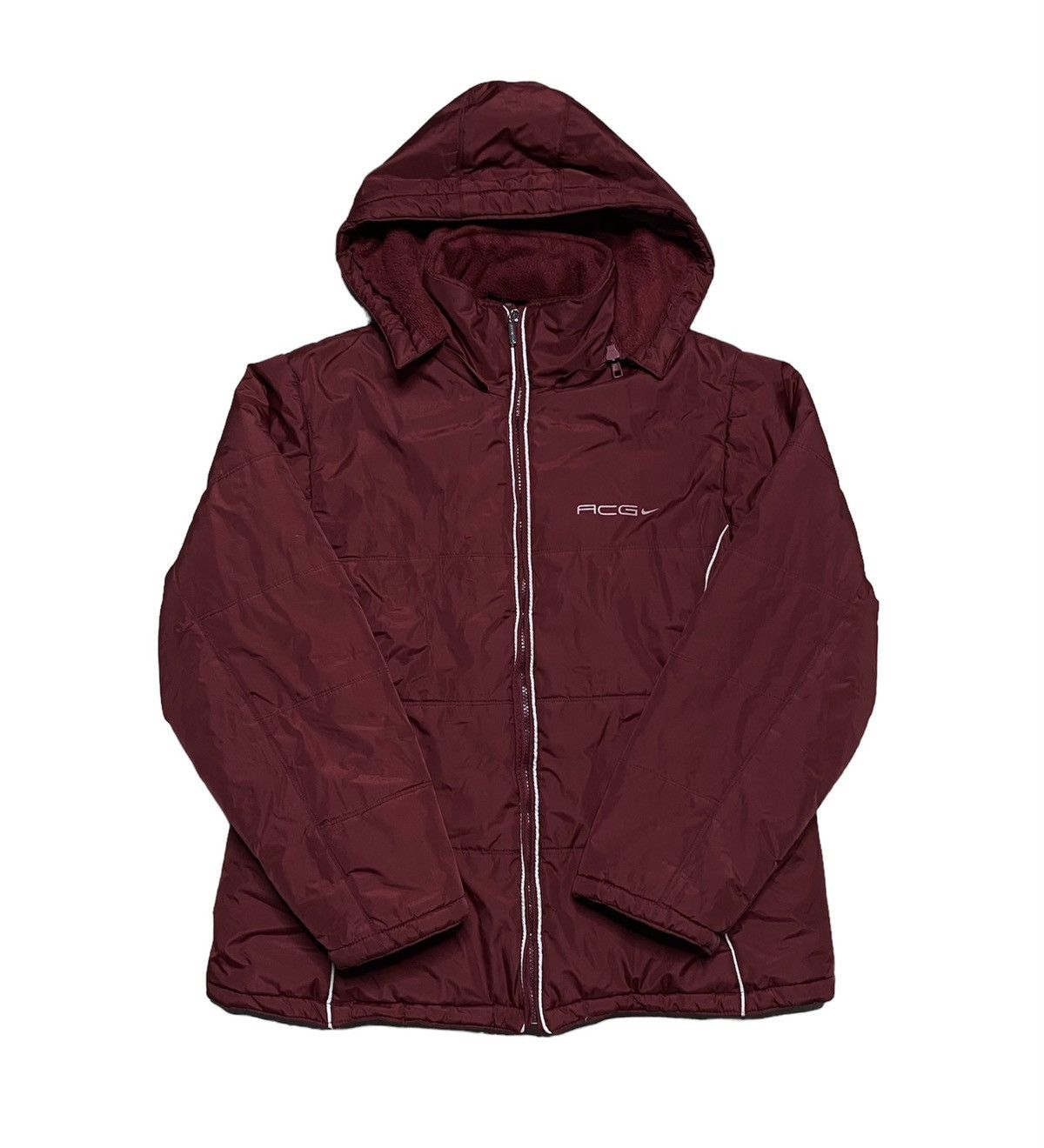 Nike × Nike ACG × Vintage Nike ACG Dark Red Down Puffer Jacket 90s ...