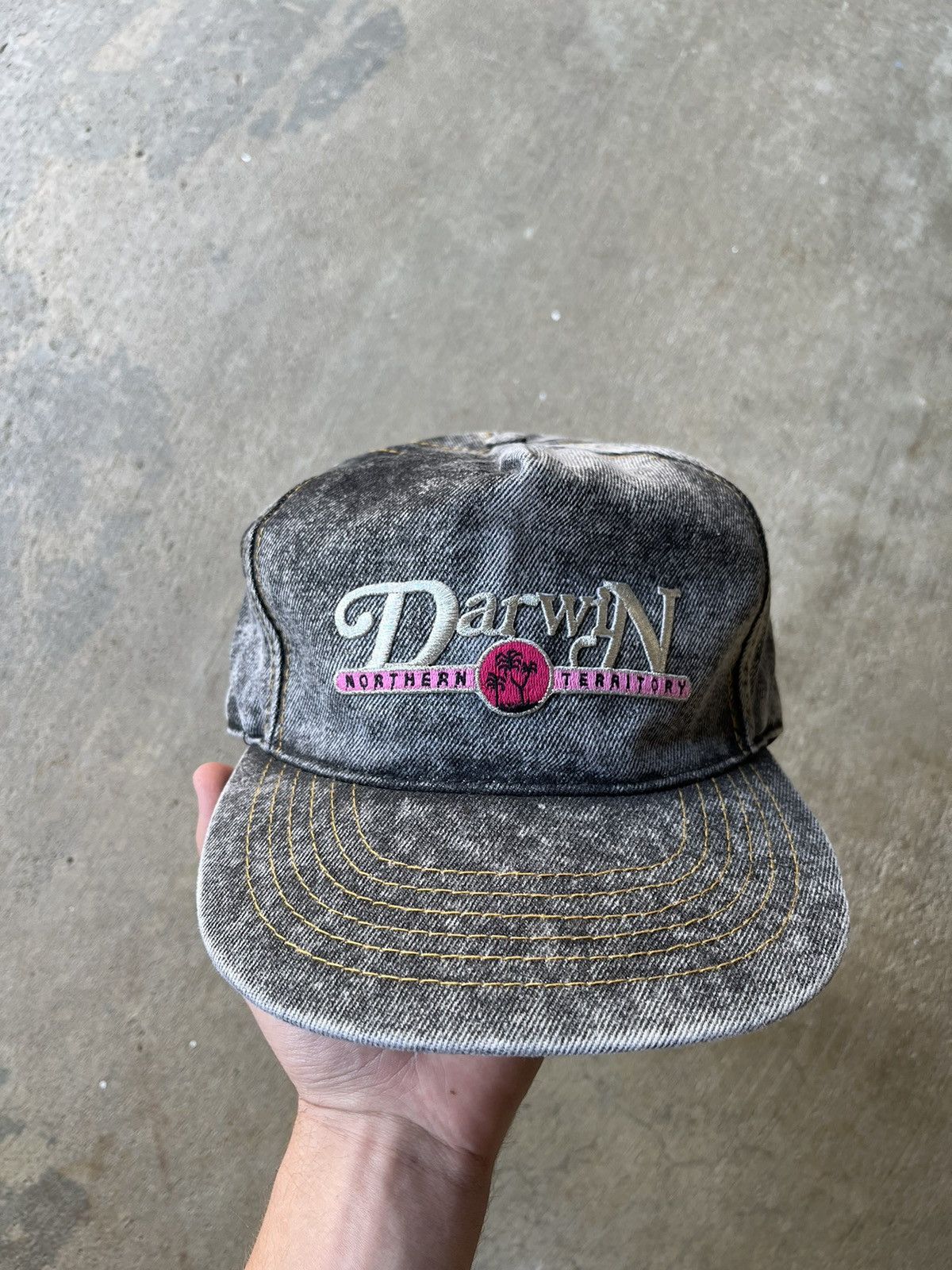 Vintage Vintage 90s Black Denim Acid Wash Darwin Hat | Grailed