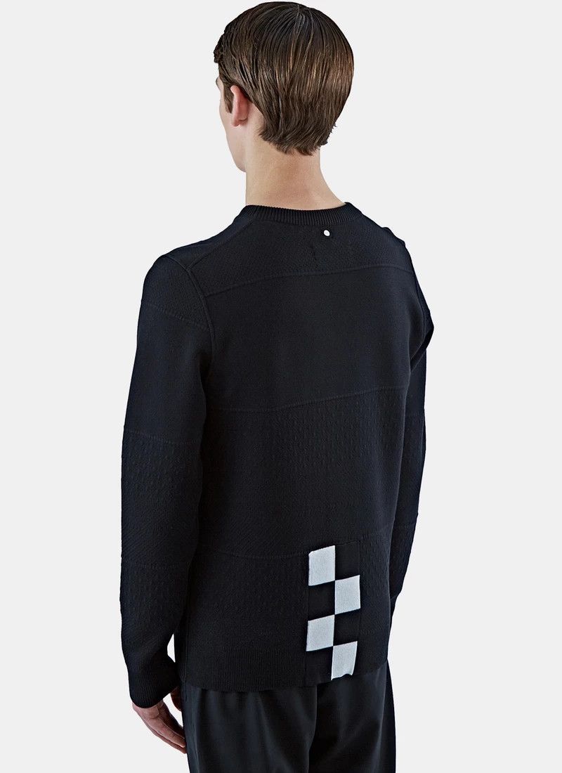 Oamc Rare Black Checkerboard Pattern Knit Textured Panel Sweater | Grailed