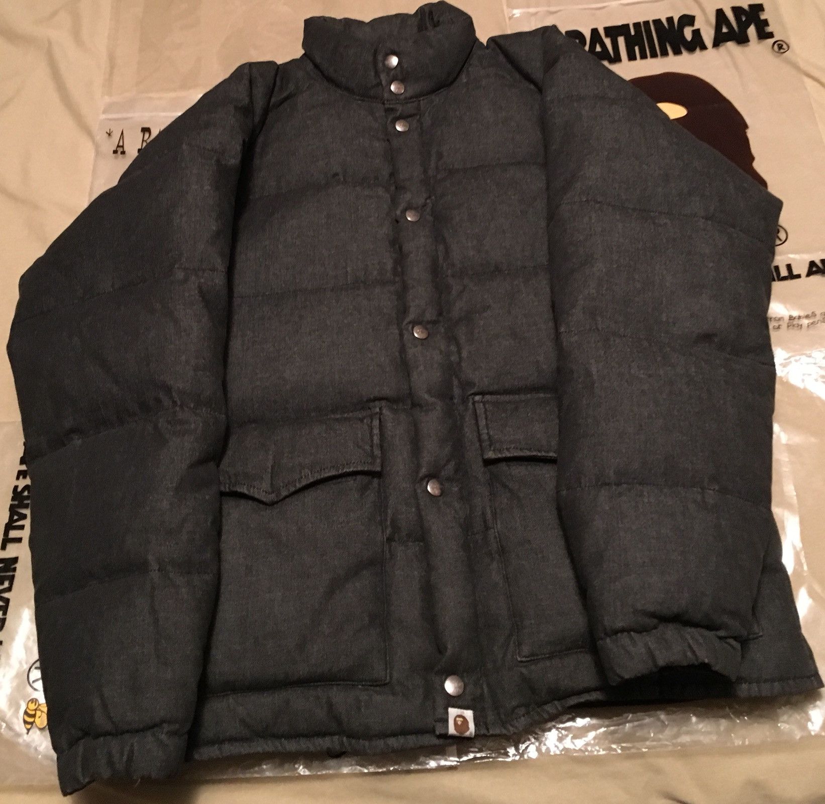 Bape OG Bape Jean denim Puffer Down Jacket Heavy Coat | Grailed
