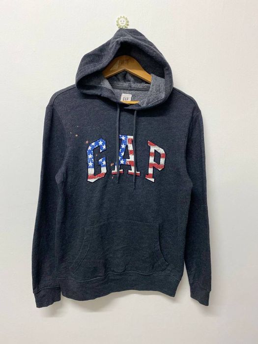 Gap GAP HOODIE EMBROIDED AMERICAN FLAG LOGO | Grailed