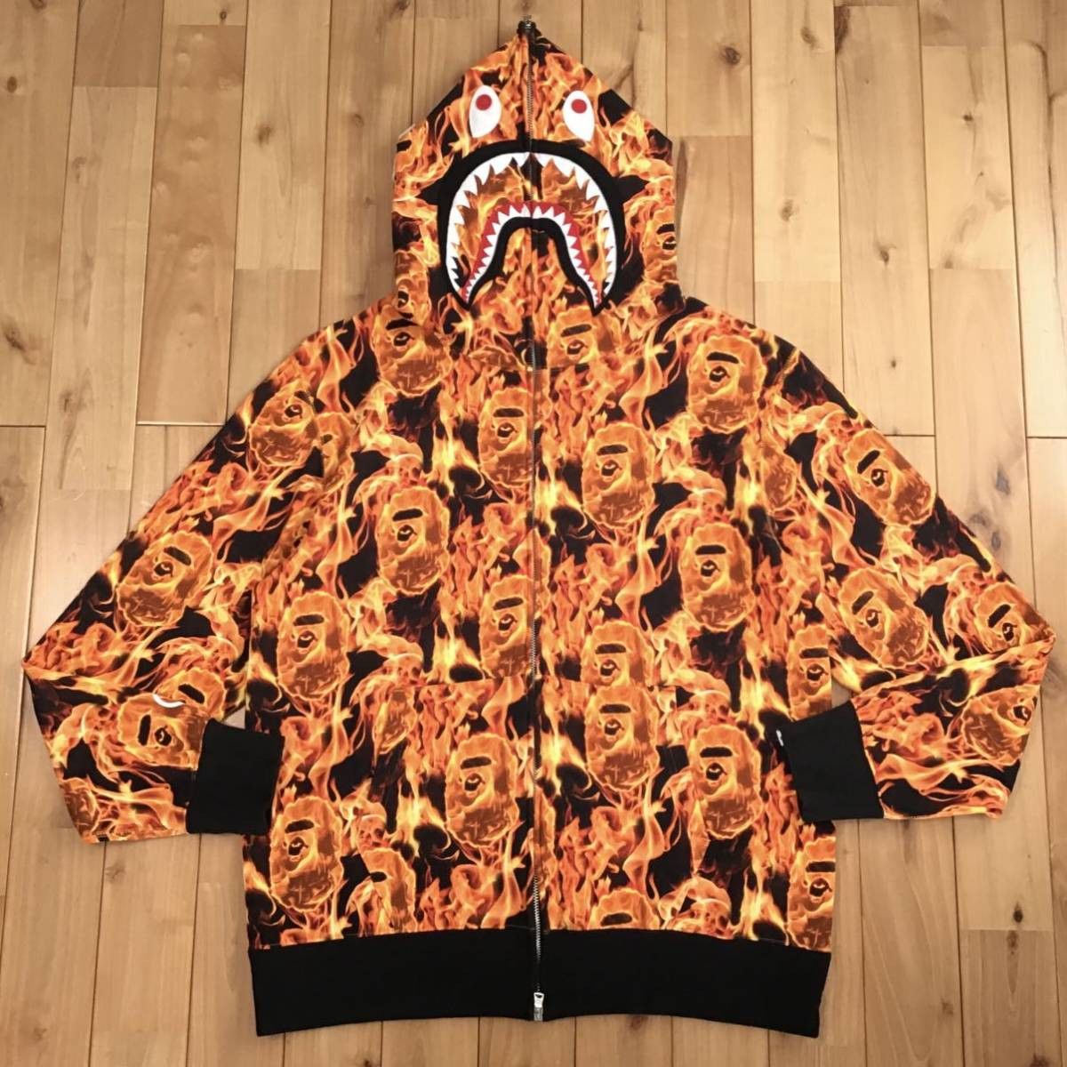 Bape BAPE flame shark full zip hoodie a bathing ape Fire | Grailed