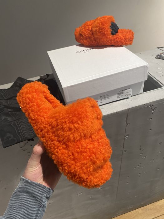 Celine Celine Fur Slides Triomphe | Grailed