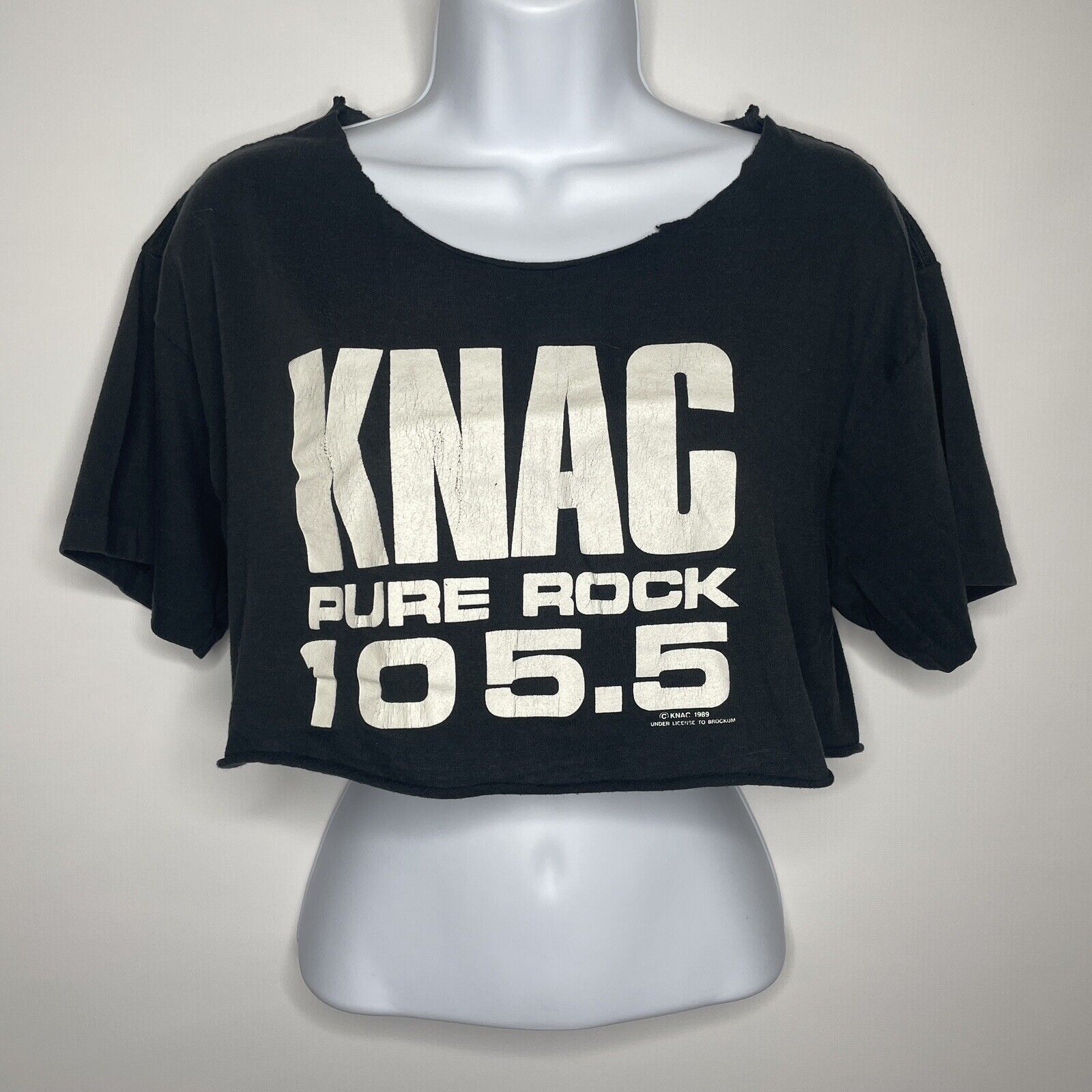 Brockum Vintage 1989 KNAC Pure Rock 105.5 Cropped Black T-shirt | Grailed