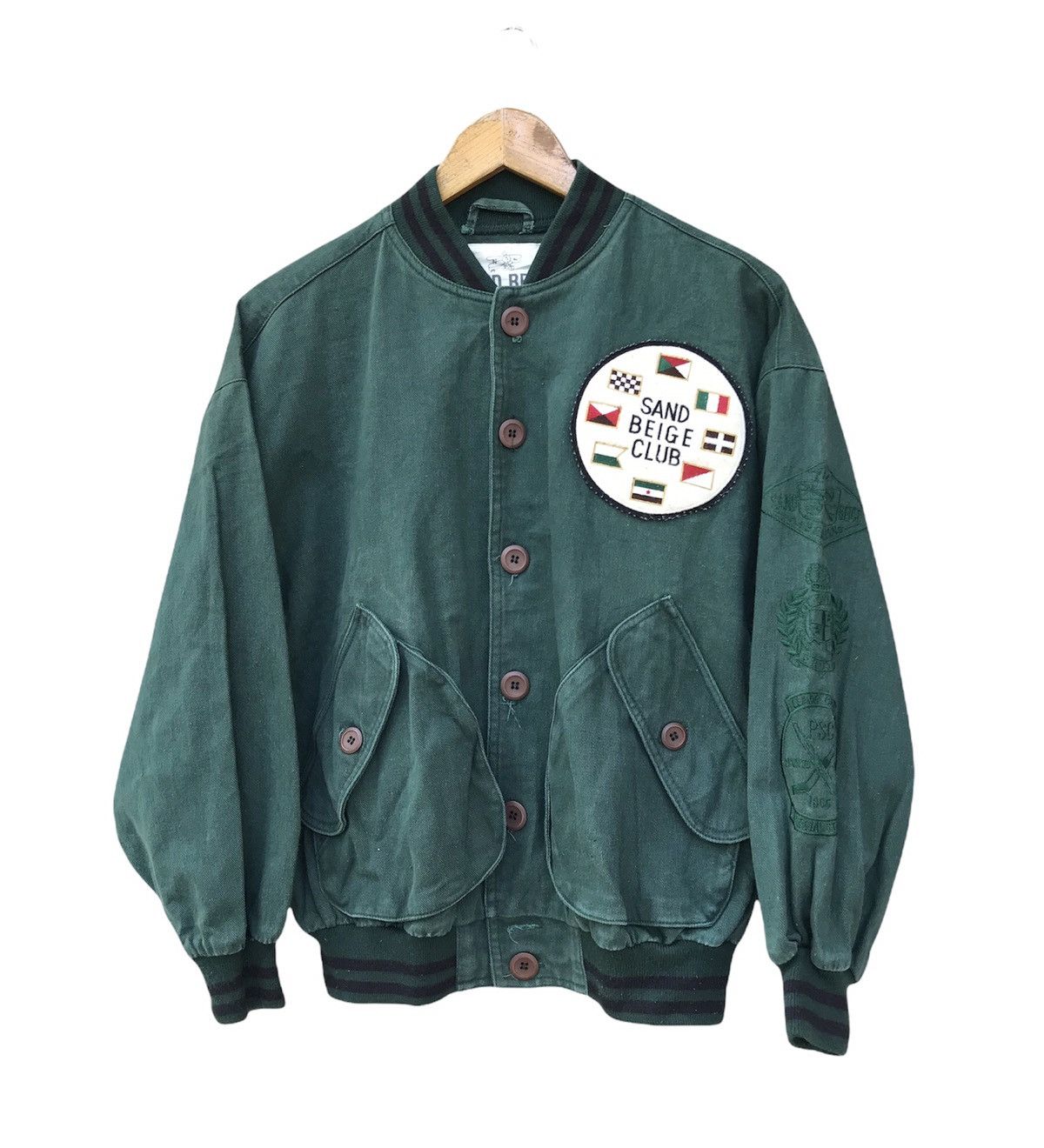 Japanese Brand SAND BEIGE CLUB VARSITY JACKET | Grailed